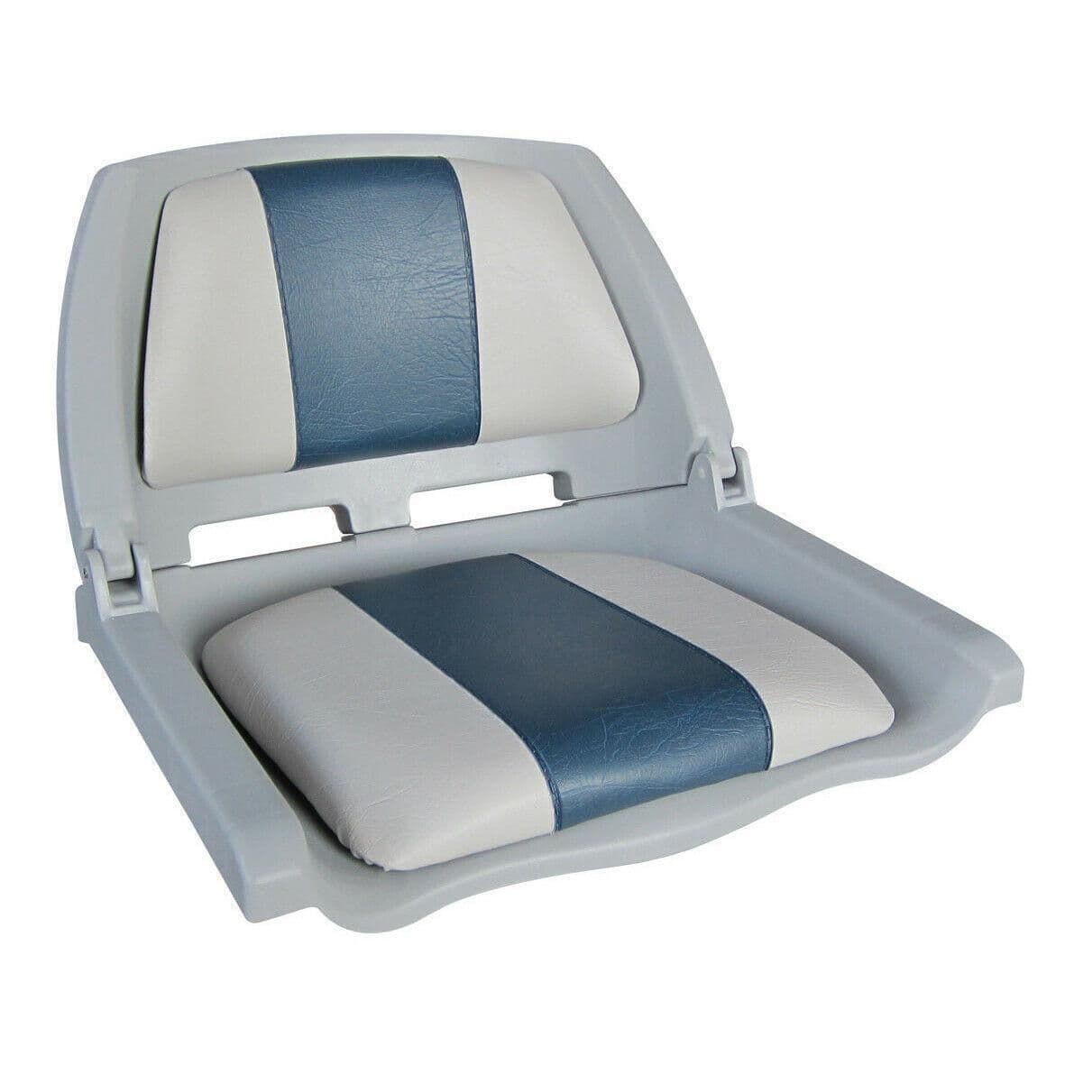 Folding Boat Seat Padded Marine Vinyl Grey & Blue Yacht Yishing Rib ...