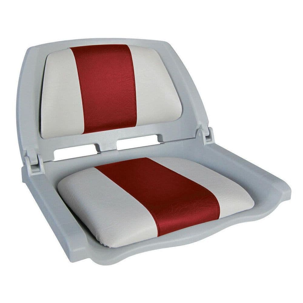 Folding Boat Seat Padded Marine Vinyl Grey & Red Yacht Yishing Rib ...