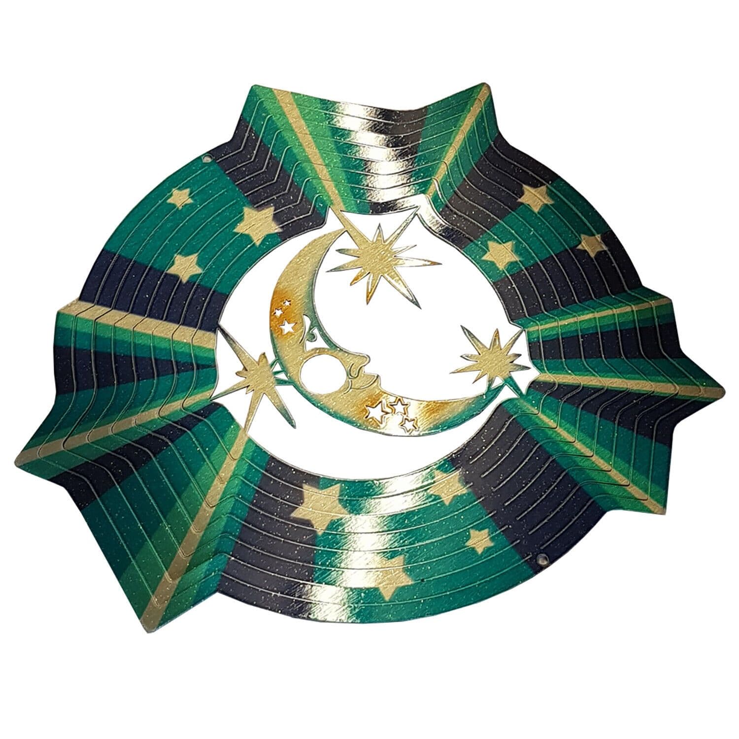 MULTI COLOURED MOON STARS WIND SPINNER 305mm 12" W2209 garden twister ...