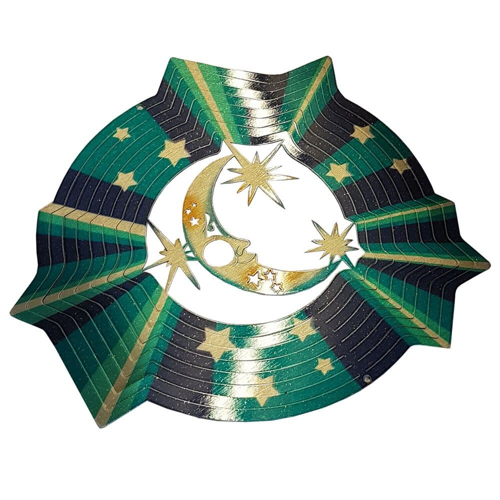 MULTI COLOURED MOON STARS WIND SPINNER 305mm 12" W2209 garden twister ...