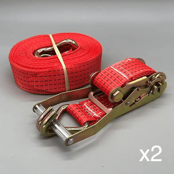 Pack of 2 Ratchet Strap Cargo Tie Down 5000kgs 50mm Lashing Trailer HGV ...