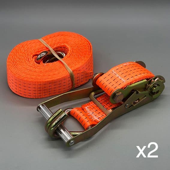 Pack of 2 Ratchet Strap Cargo Tie Down 5000kgs 50mm Lashing Trailer HGV ...