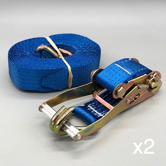 Pack of 2 Ratchet Strap Cargo Tie Down 5000kgs 50mm Lashing Trailer HGV ...