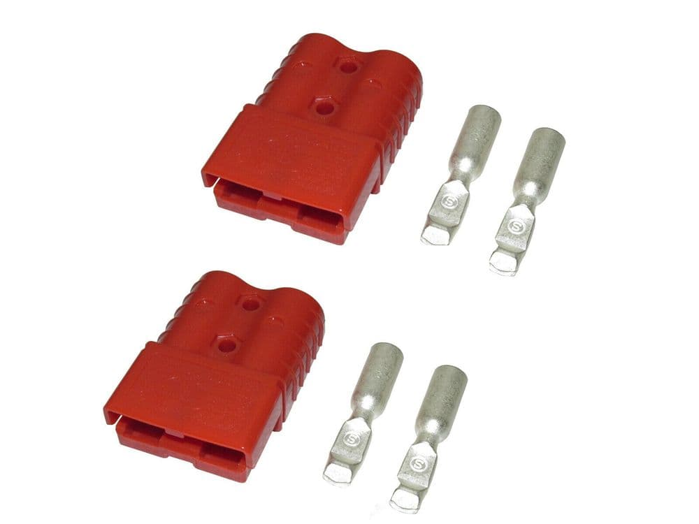 Pair 175 amp 600v RED CABLE TERMINAL BATTERY CONNECTORS forklift