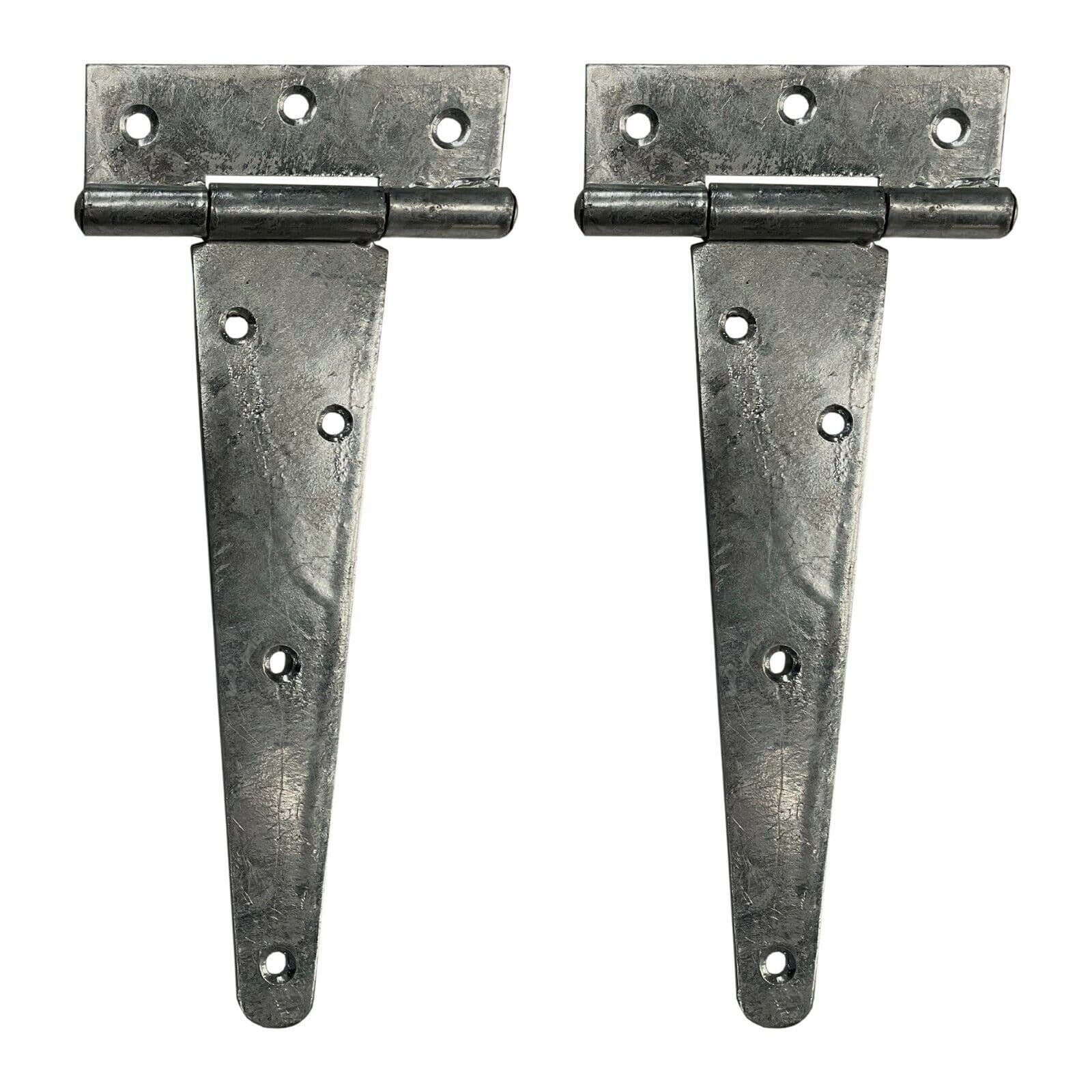 Pair x 12" GALVANISED STRONG TEE HINGES furniture barn door shed gate