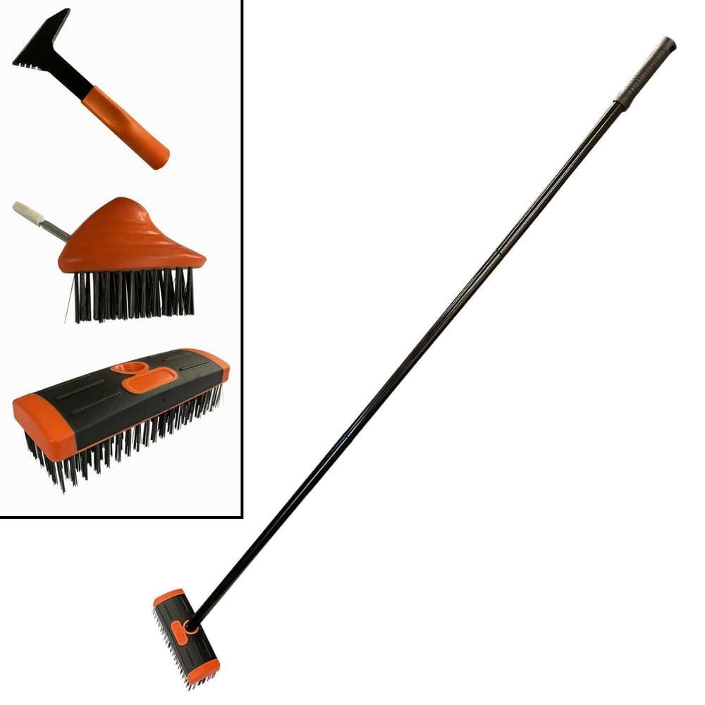 PATIO BLOCK PAVING WEED BRUSH KIT 4 in 1 garden slab weeder brick moss ...