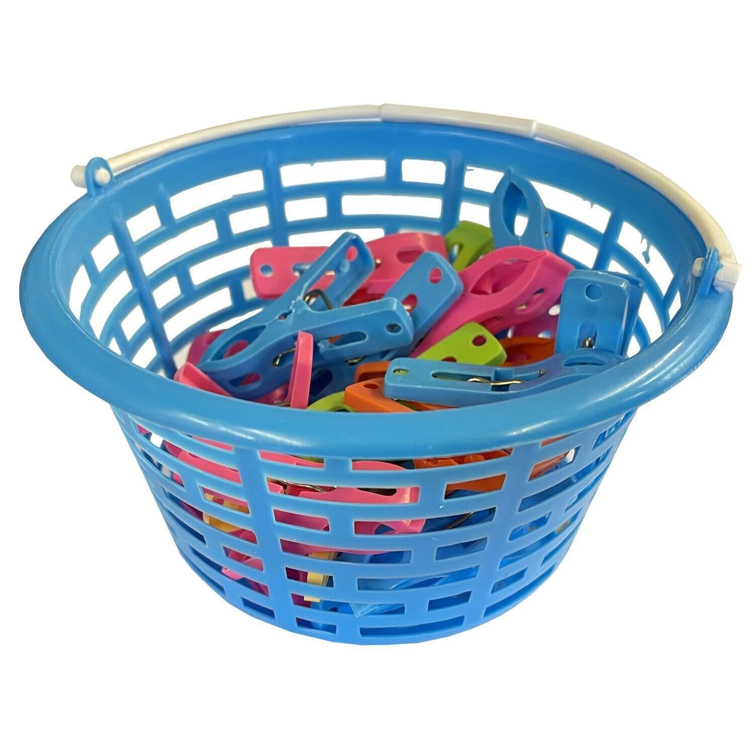 PEG BASKET with HANDLE 28 PEGS clothes laundry washing line caravan ...