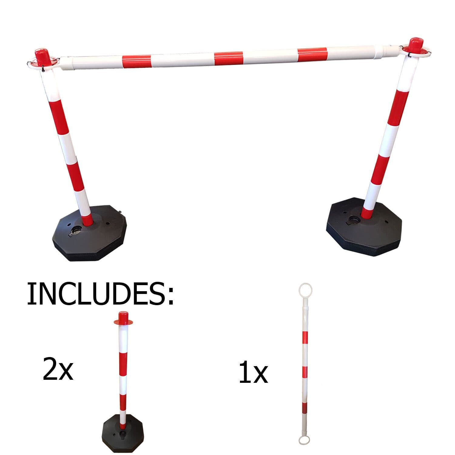 PLASTIC SAFETY BARRIER SECURITY FENCE POSTS TELESCOPIC POLES x 2 metres