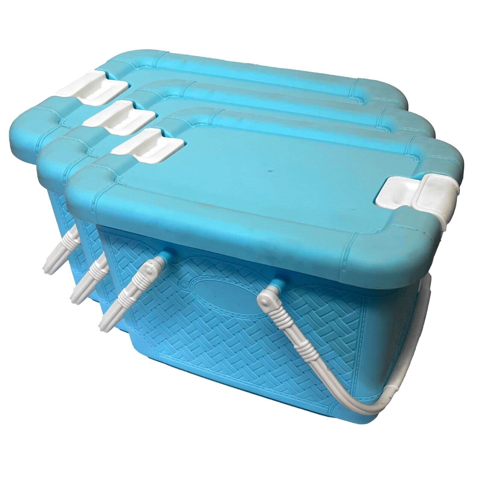 Plastic Storage Boxes 1/3/5/10 Basket with Locking Lid Handles Crate ...