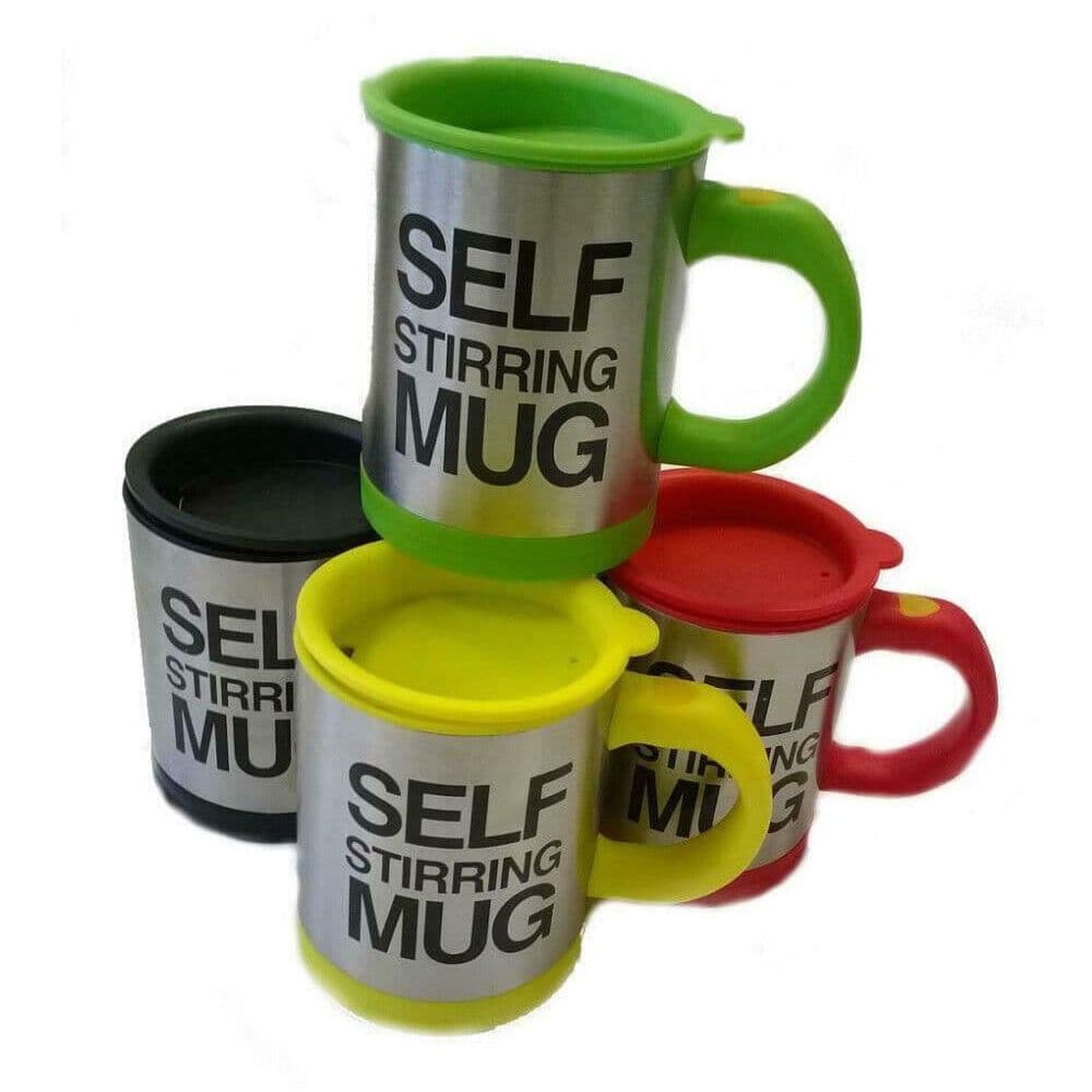 SELF STIR STIRRING NOVELTY LAZY MUG TEA COFFEE CUP GIFT