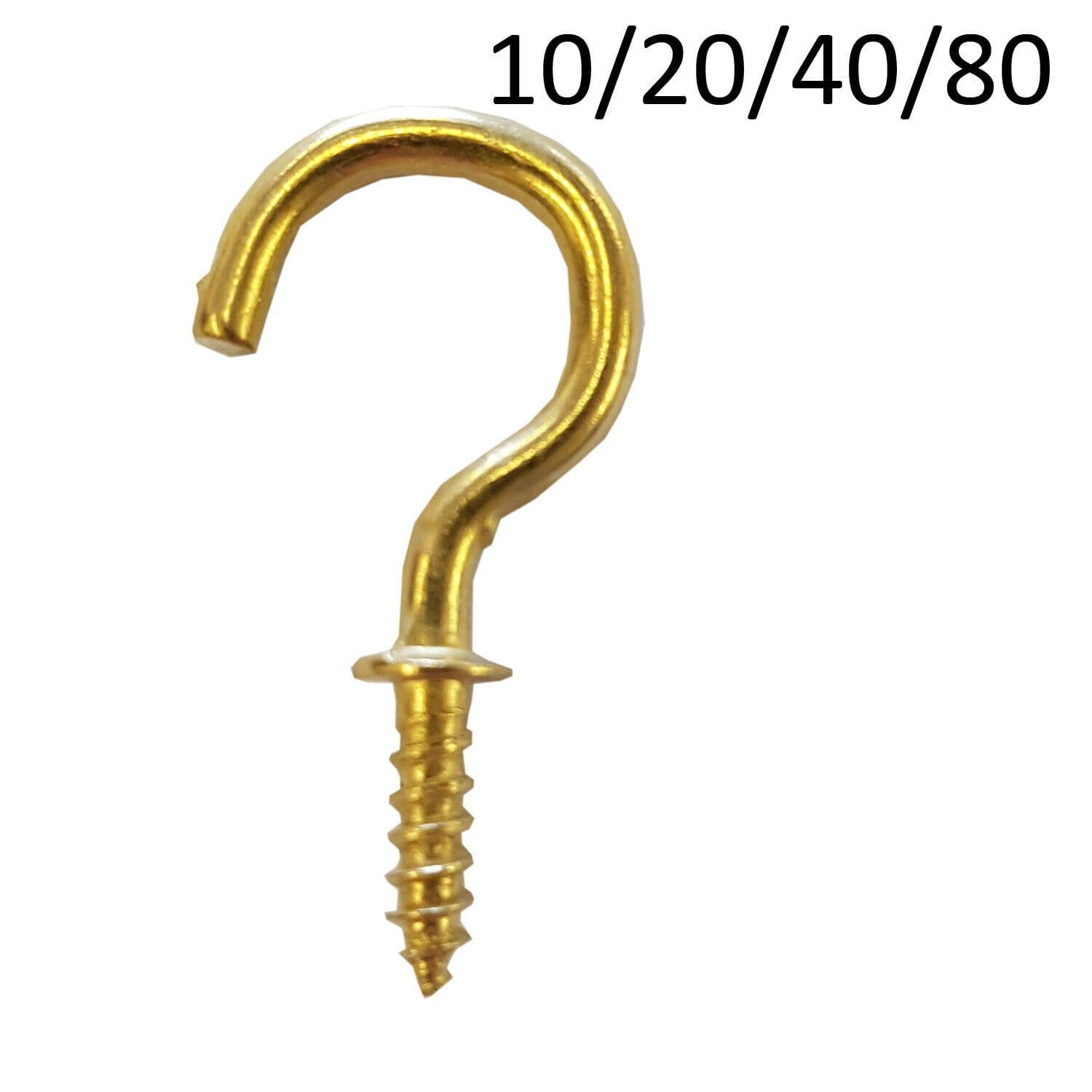 SHOULDERED CUP HOOKS BRASS 35mm screw in tool hanger hat coat W1-381