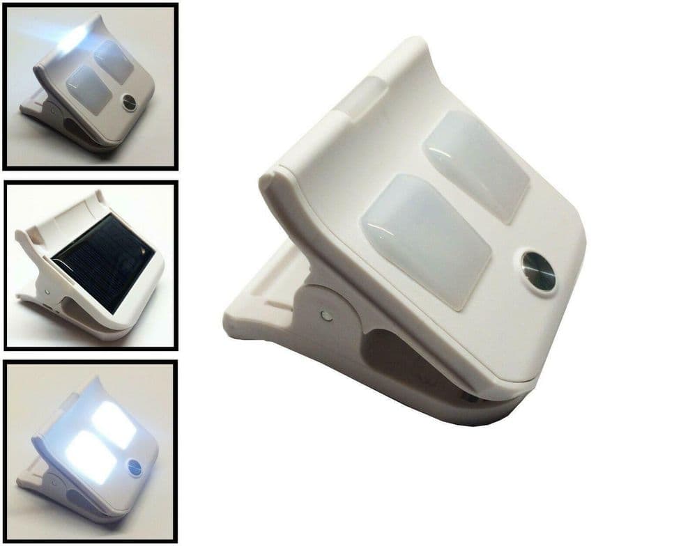 SOLAR POWERED CLIP ON LED LIGHTS camping garden caravan boat path motorhome
