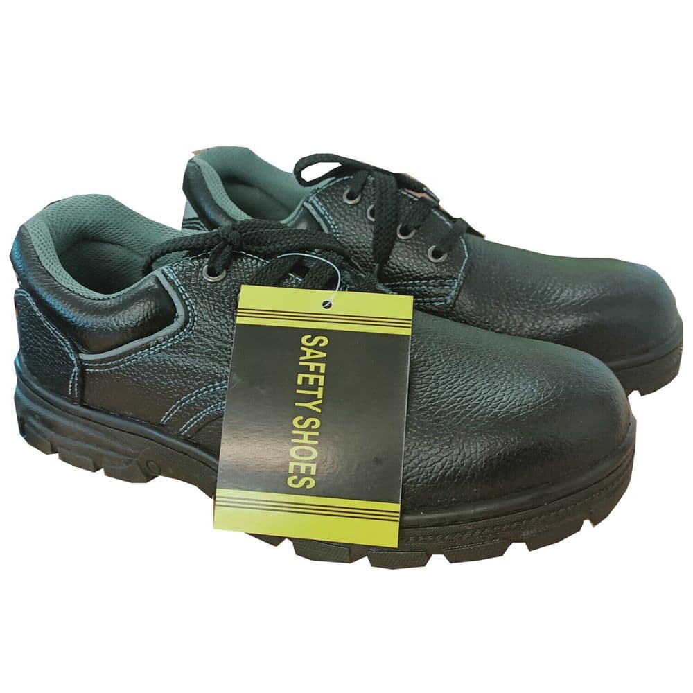 SPLIT LEATHER SAFETY SHOES with RUBBER SOLE STEEL TOE CAP office work ...