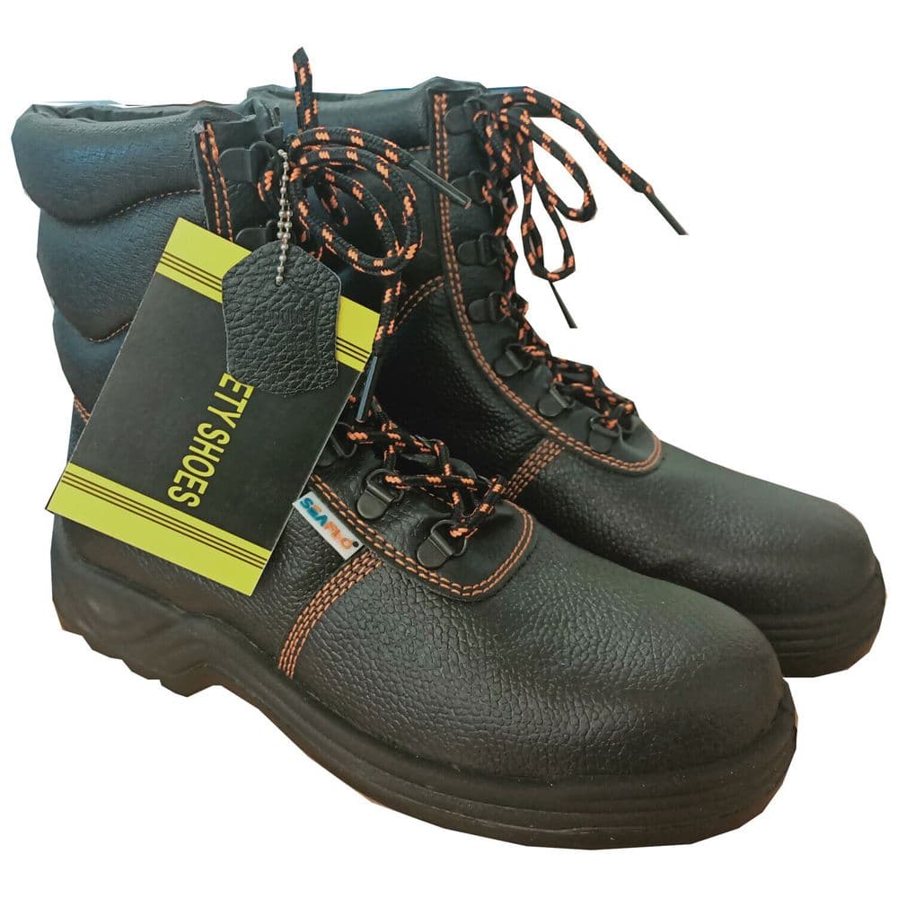 SPLIT LEATHER SAFETY WORK BOOTS with PU SOLE STEEL TOE CAP rigger builder