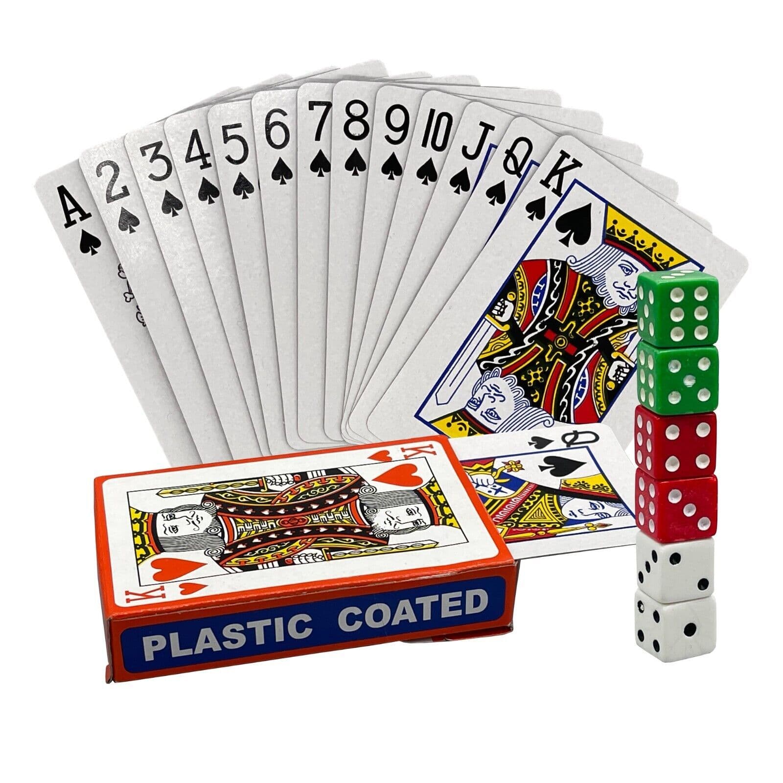 Traditional Plastic Coated Playing Cards Game with 6 Dice