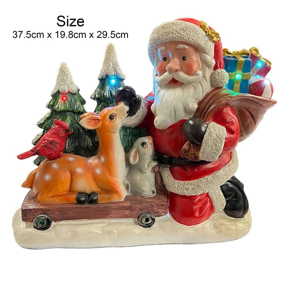 VERY LARGE LIGHT UP SANTA CLAUS with REINDEER NF36815 Christmas