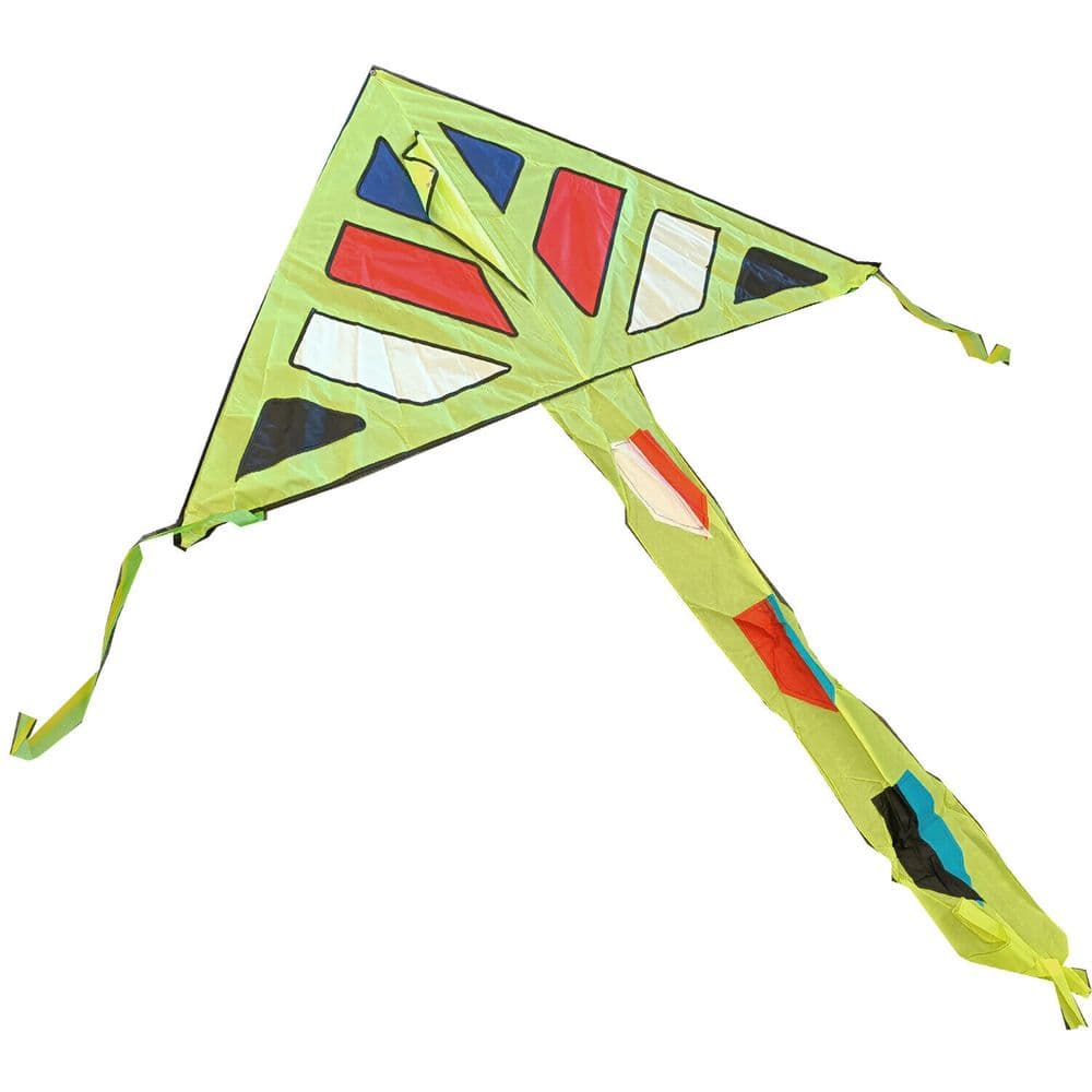 YELLOW WIDE WINGSPAN KITE with LINE and HANDLE childrens flying toy kid ...
