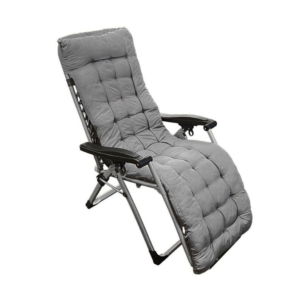 ZERO GRAVITY RECLINER CHAIR with CUSHION garden reclining sun lounger ...
