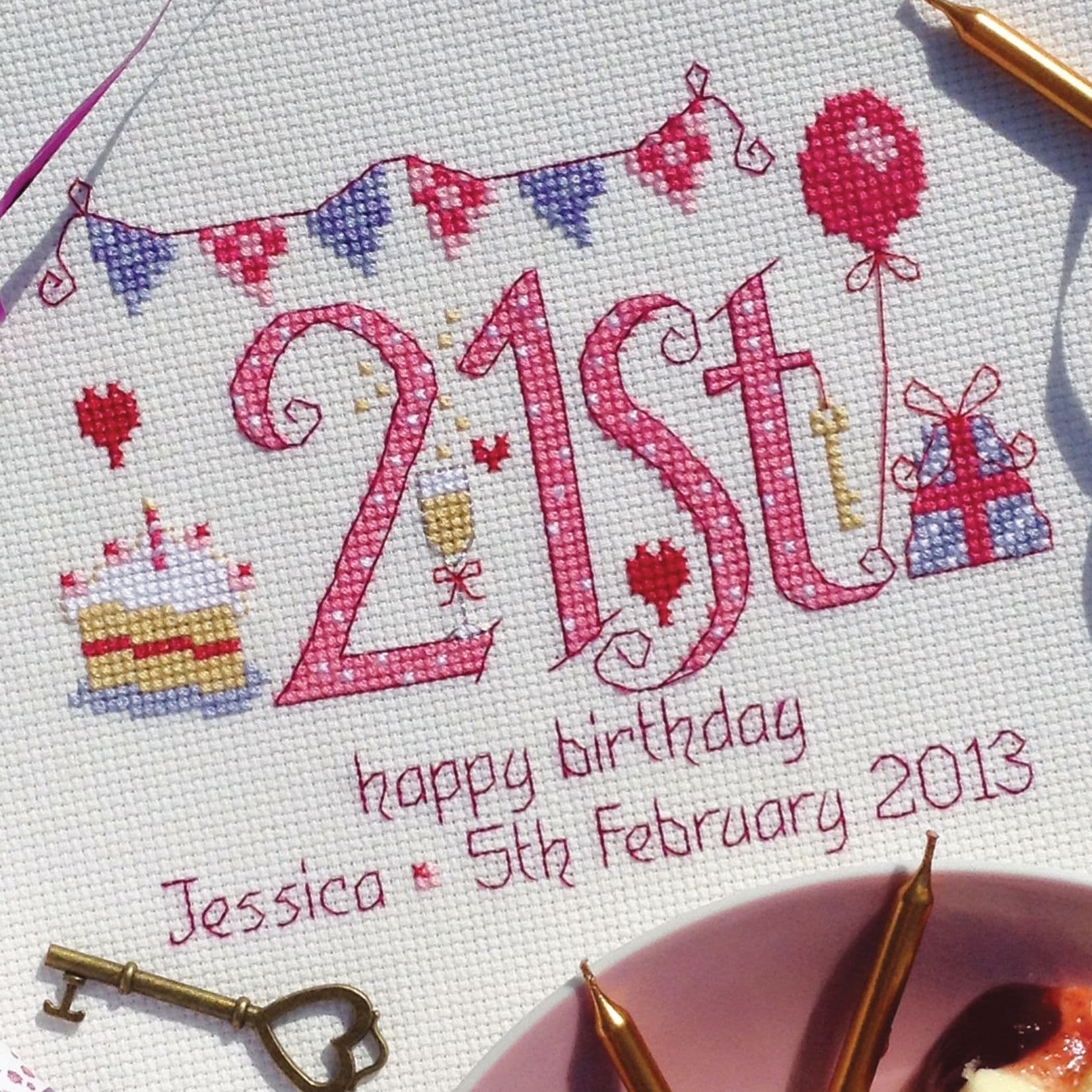 21st Birthday printed cross stitch chart by Nia Cross Stitch
