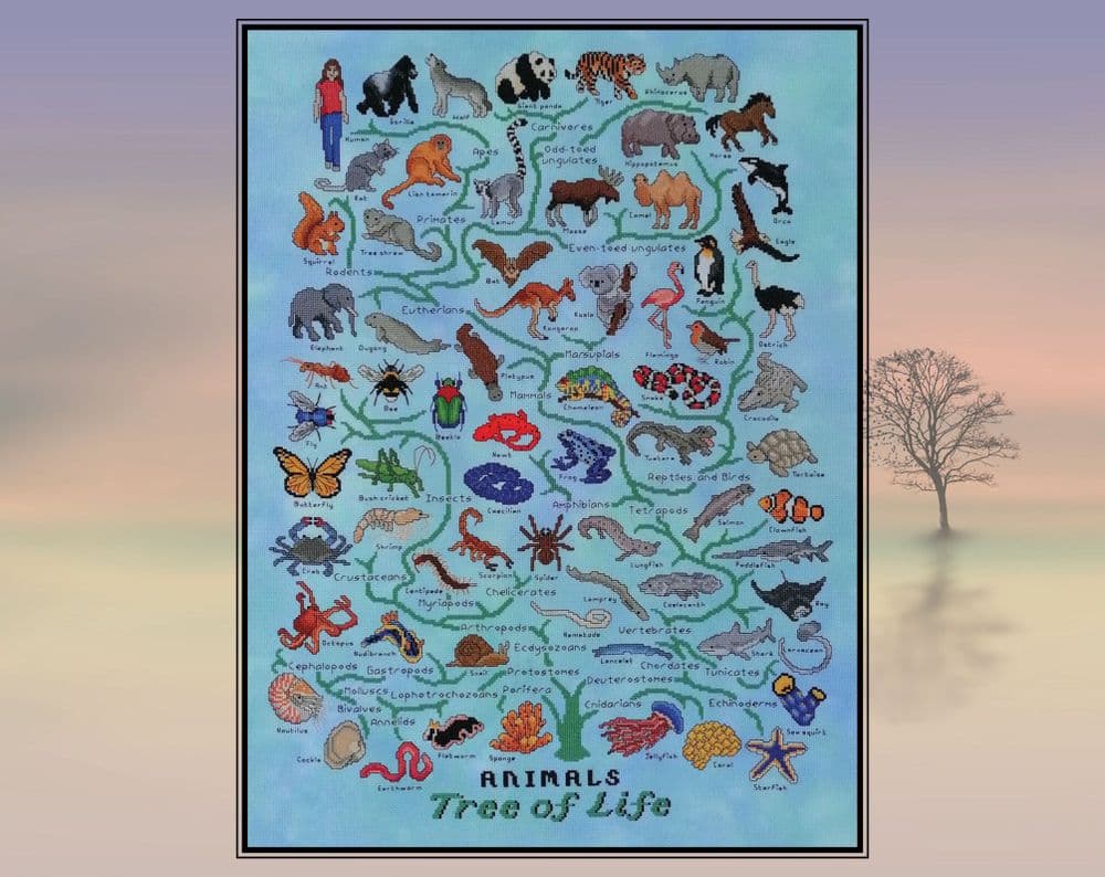 63 DMC skeins for the Animals Tree of Life SAL from Climbing Goat Designs
