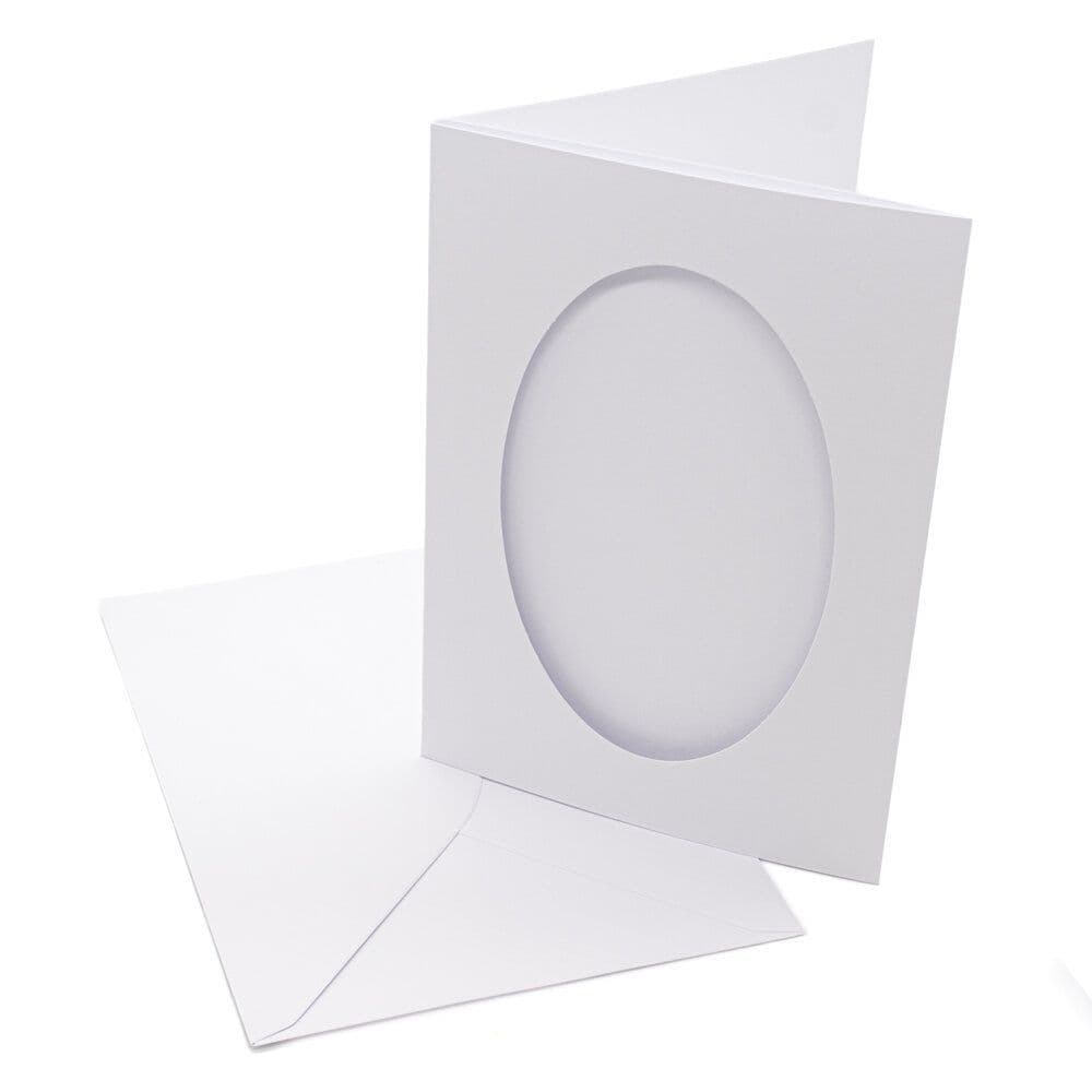 A5 Trifold Oval White Aperture Cards & Envelopes 10 Pack
