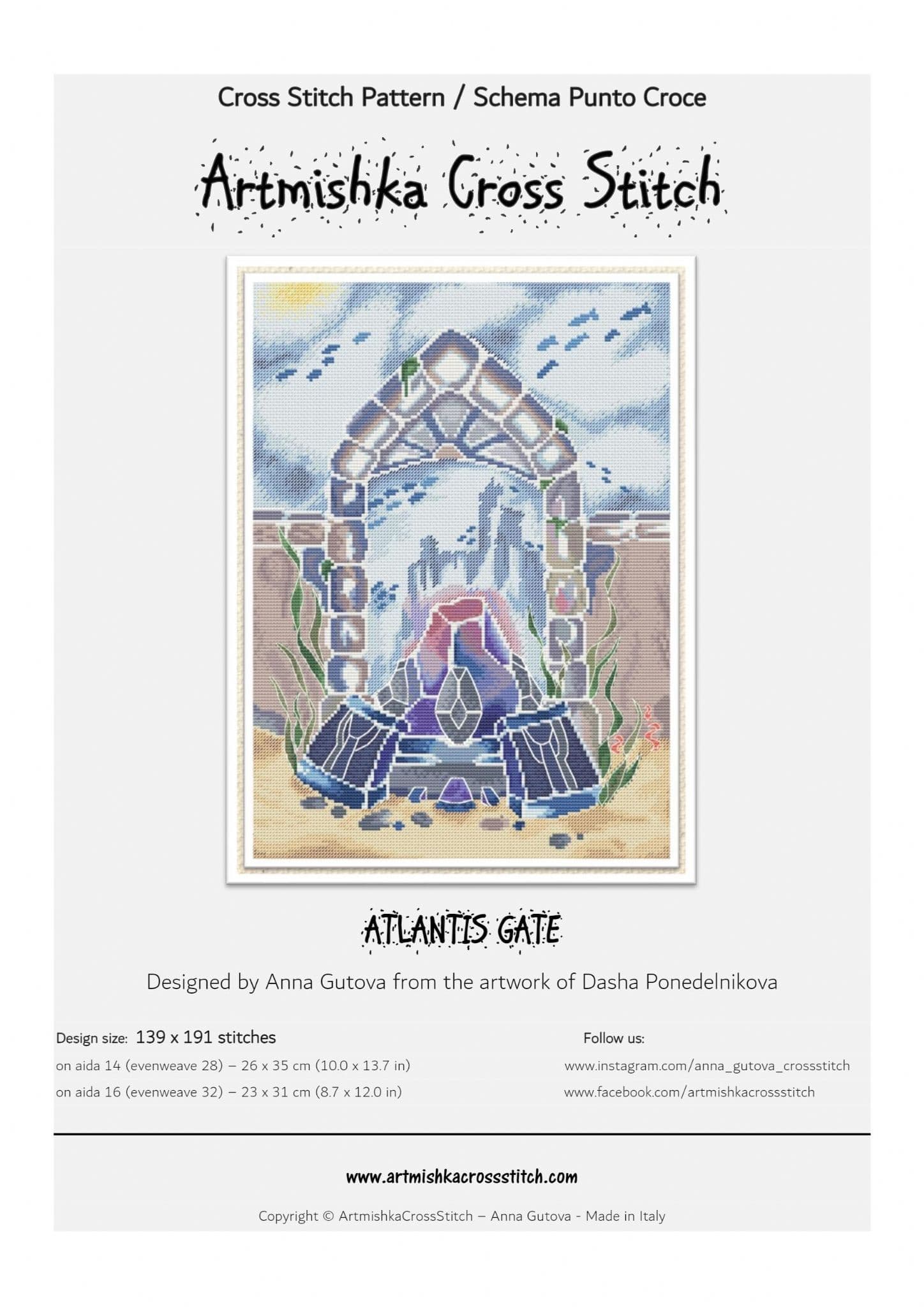 Atlantis Gate cross stitch chart by Artmishka Cross Stitch