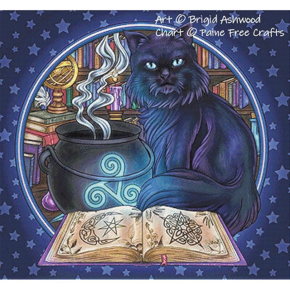 Black Cat Magick by Paine Free Crafts printed cross stitch chart