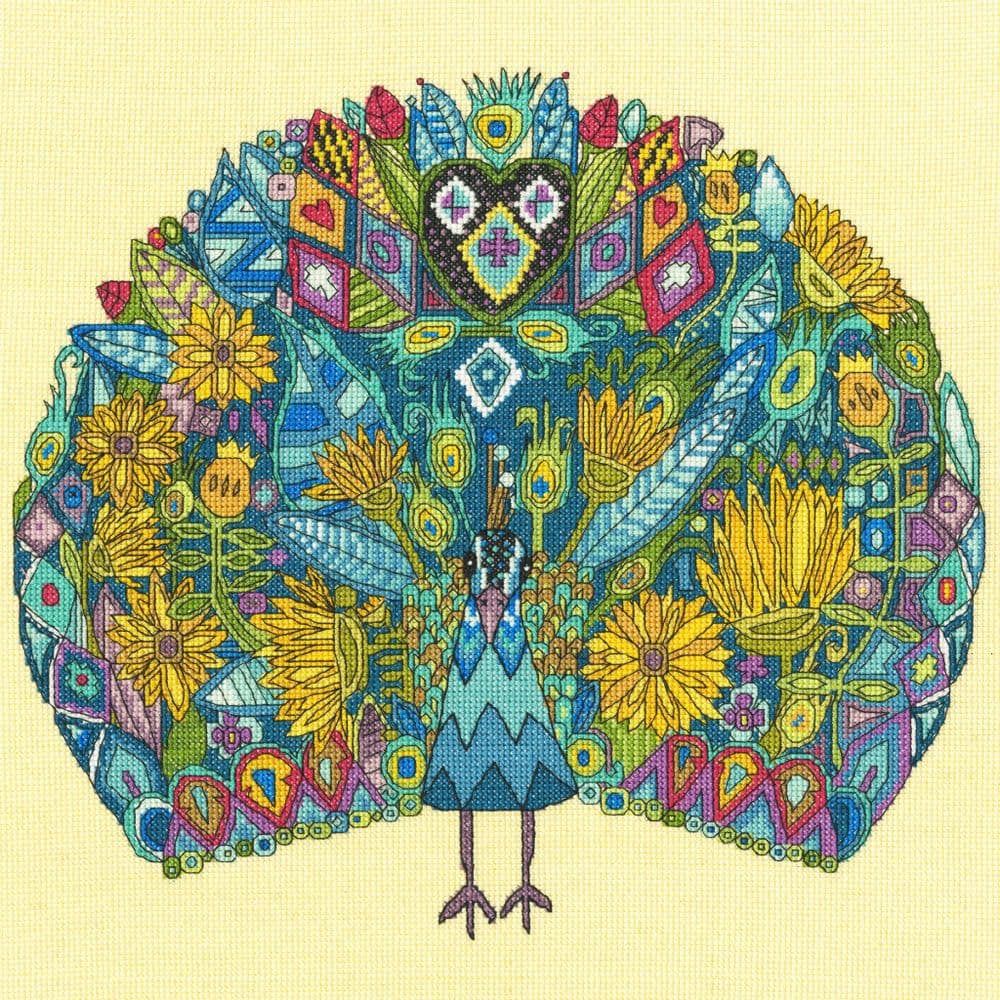 Bothy Threads Jewelled Peacock cross stitch kit