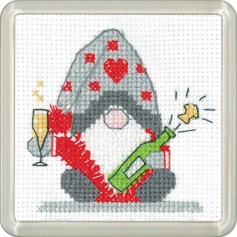 Christmas Fizz Gonk Coaster Kit cross stitch kit