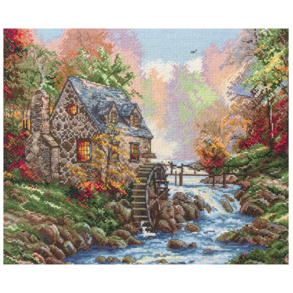 Cobblestone Mill Counted Cross Stitch Kit by Maia Anchor