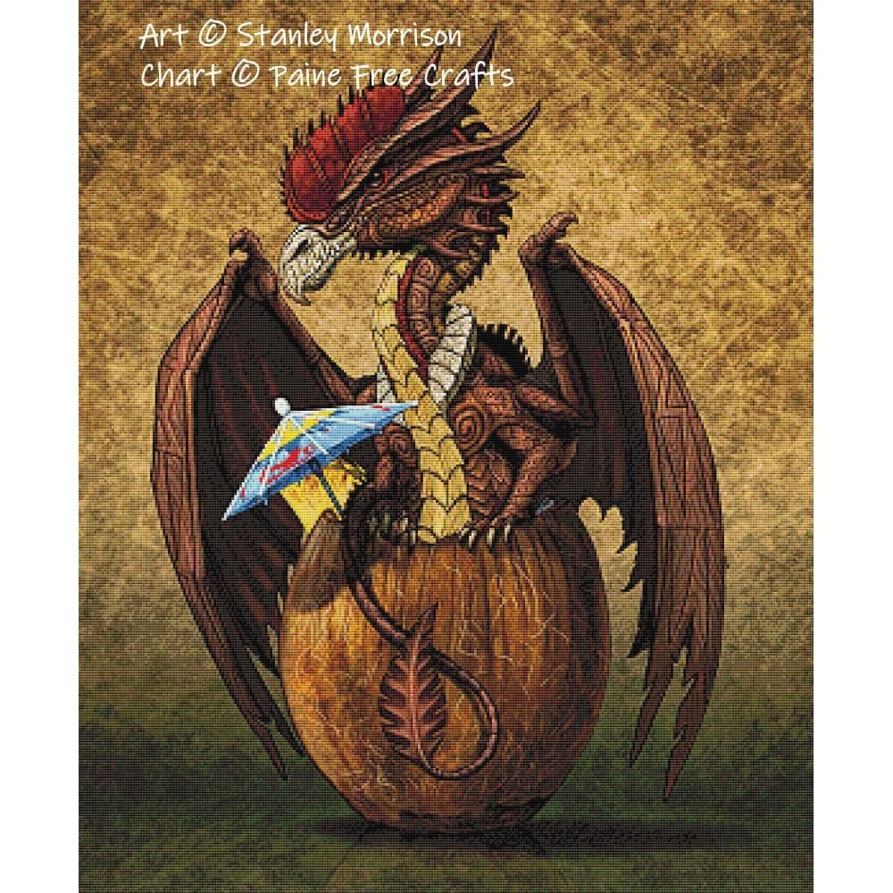 Coco Loco Dragon by Paine Free Crafts printed cross stitch chart