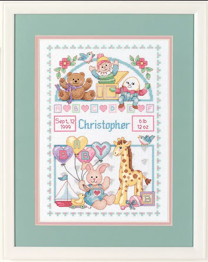 Baby Birth Record Cross Stitch Vervaco Birth Record Noah's Ark Counted