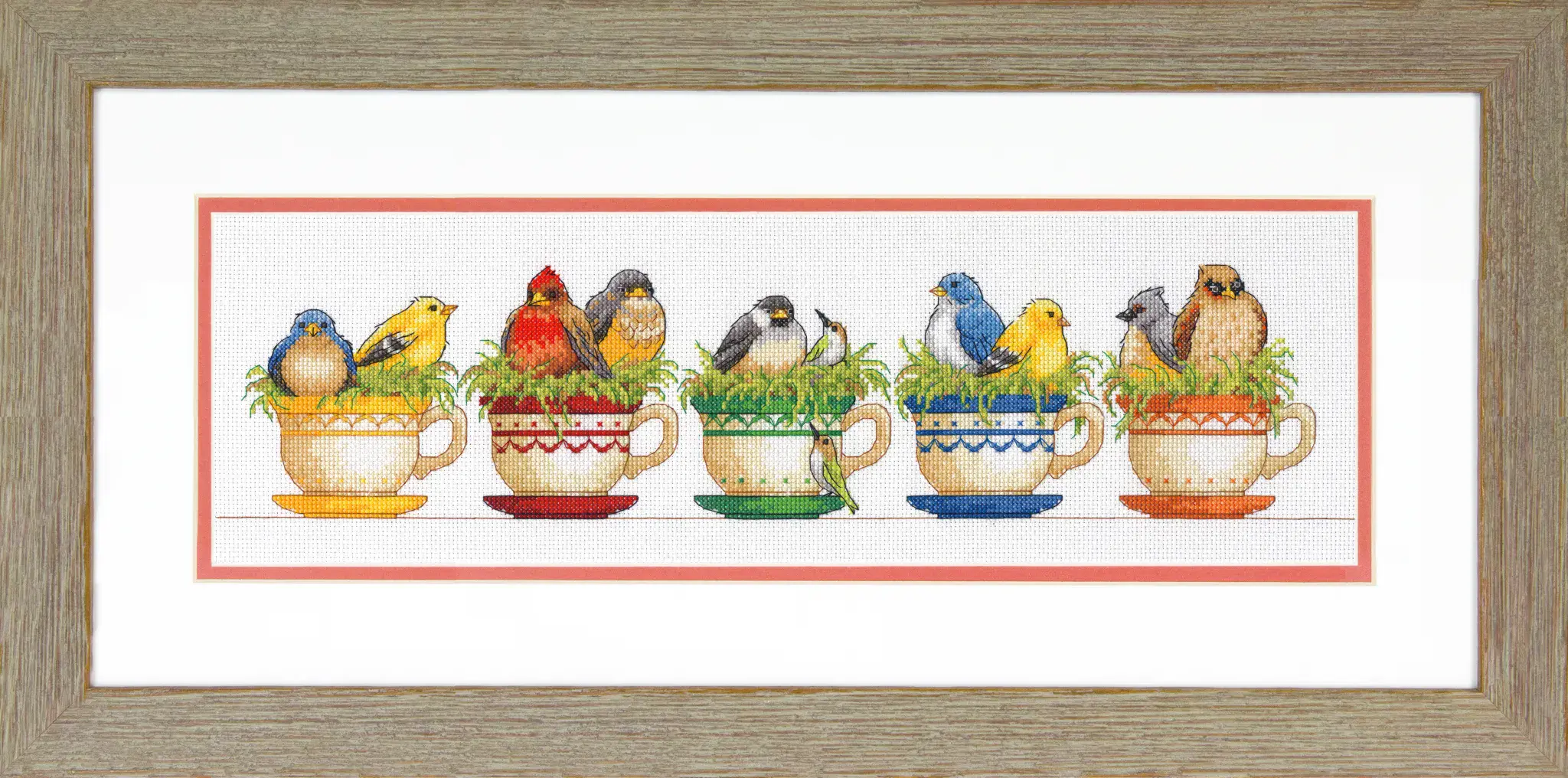 Counted Cross Stitch Kit Teacup Birds by Dimensions