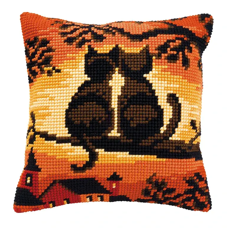 Cross Stitch Kit Cushion Sunset Cats by Vervaco