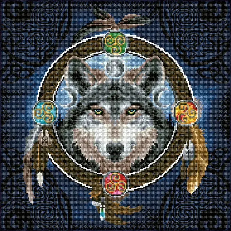Diamond Dotz Diamond Painting Kit Celtic Wolf Guide
