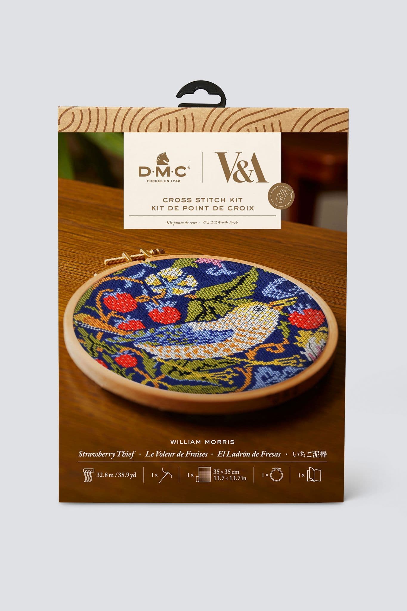 DMC Strawberry Thief by William Morris V&A cross stitch kit