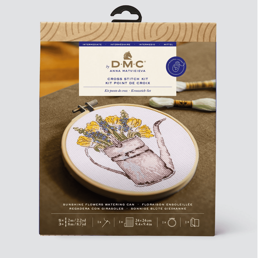 DMC Sunshine Flowers Watering Can cross stitch kit