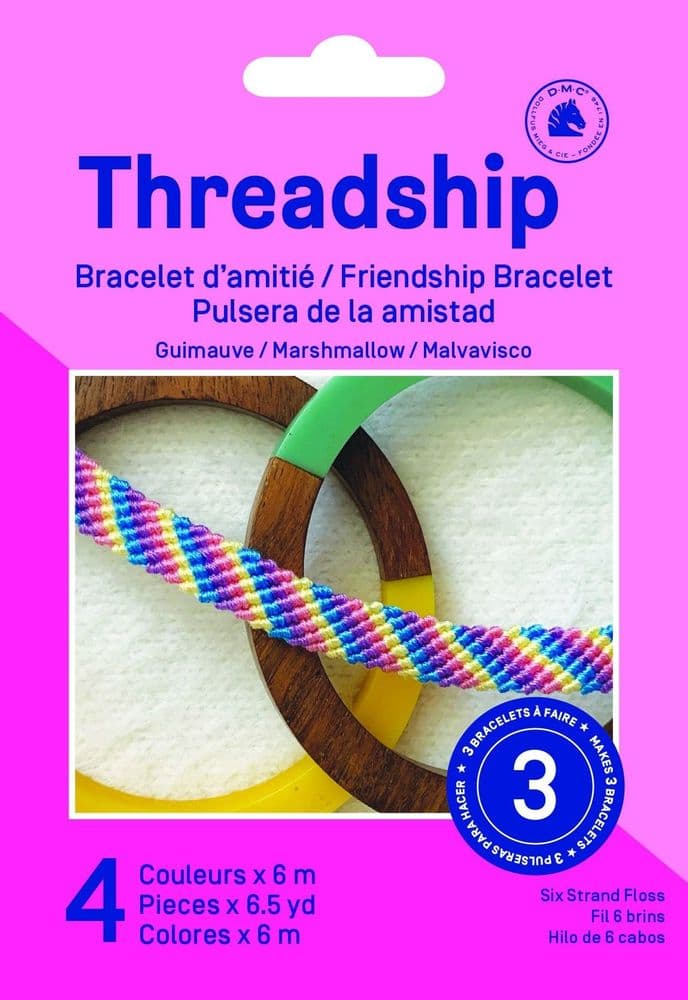 DMC Threadship - 3 Bracelet Starter Pack - Marshmallow Six Strand Floss ...