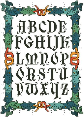 Fishy Alphabet by Arelate Studio cross stitch chart