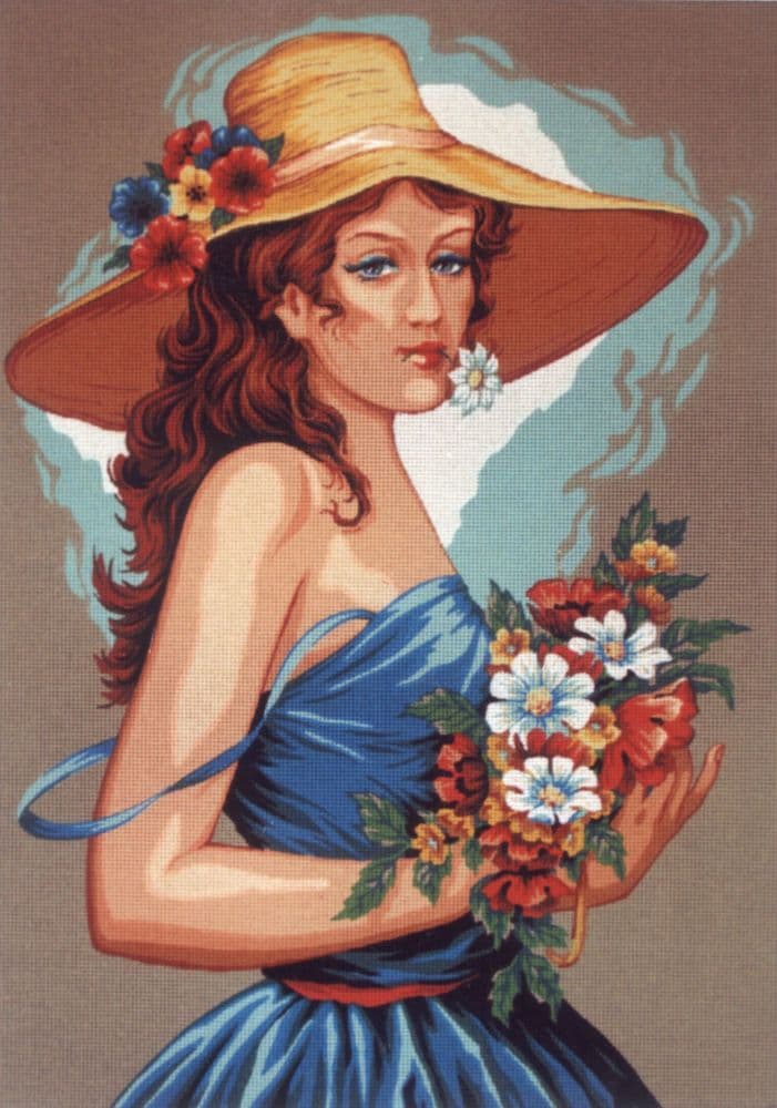 Gobelin-L Diamant Girl in Blue Tapestry Canvas