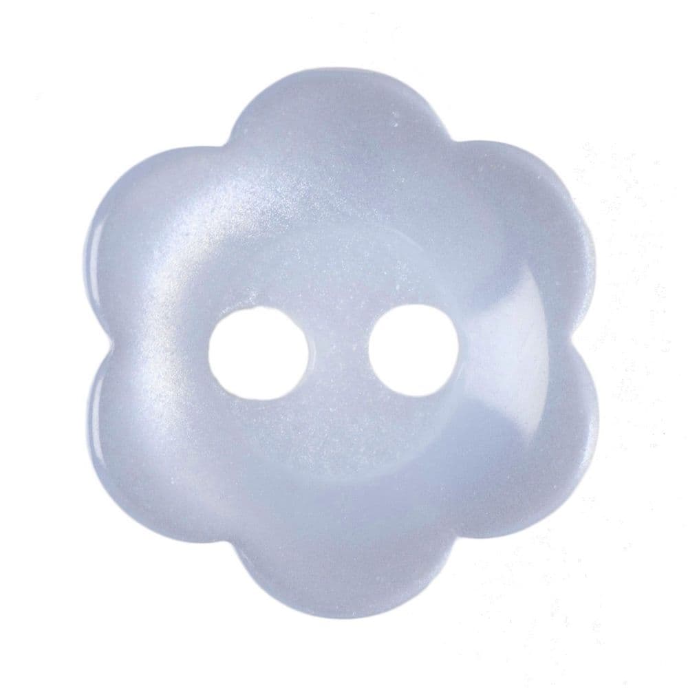 Hemline Flower Shape Pearlescent Sky Blue Buttons