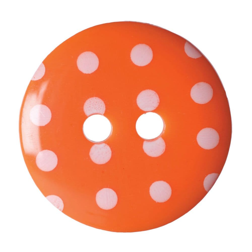 Hemline Round Orange with White Spots Buttons