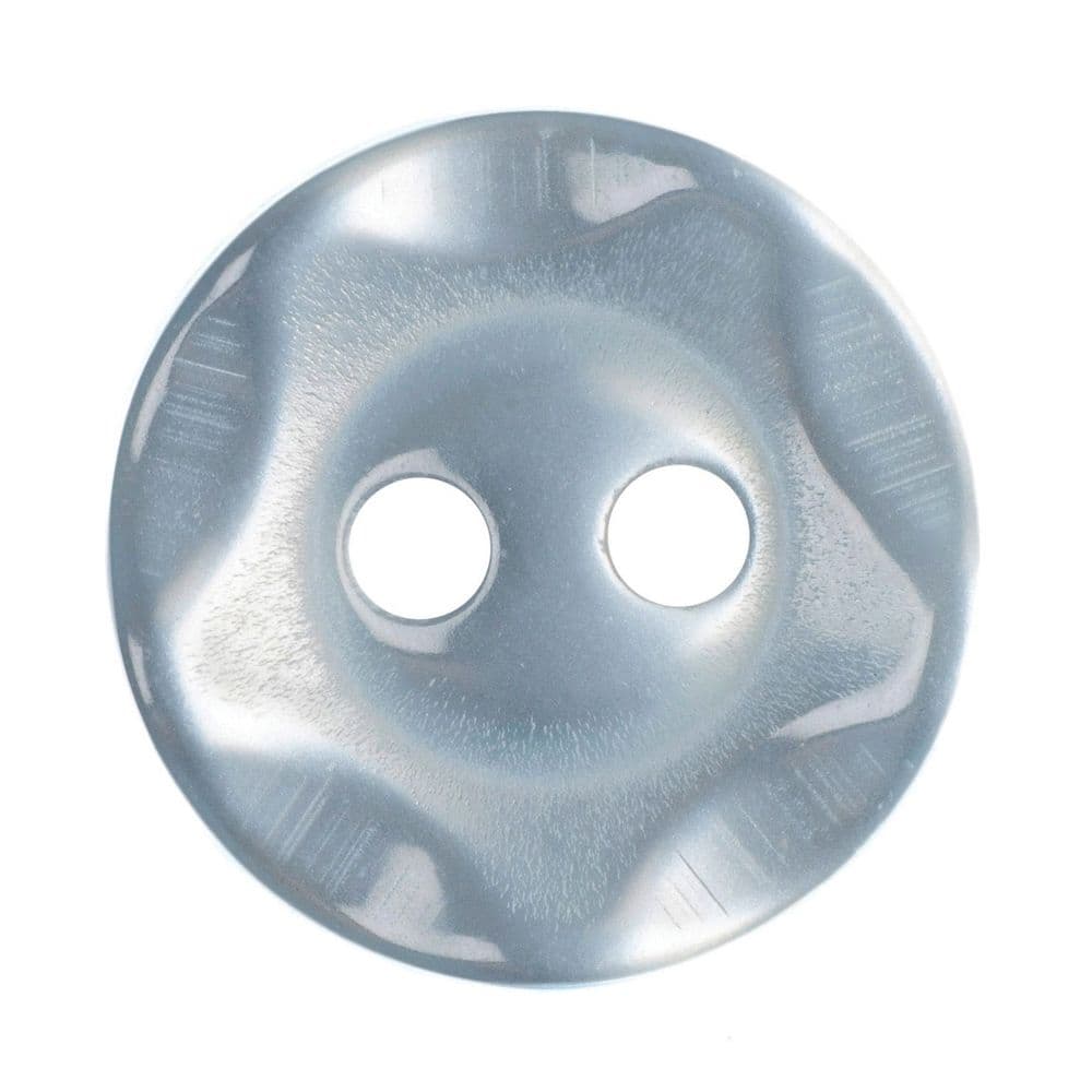 Hemline Round Pearlescent Baby Blue Scalloped Rim Buttons