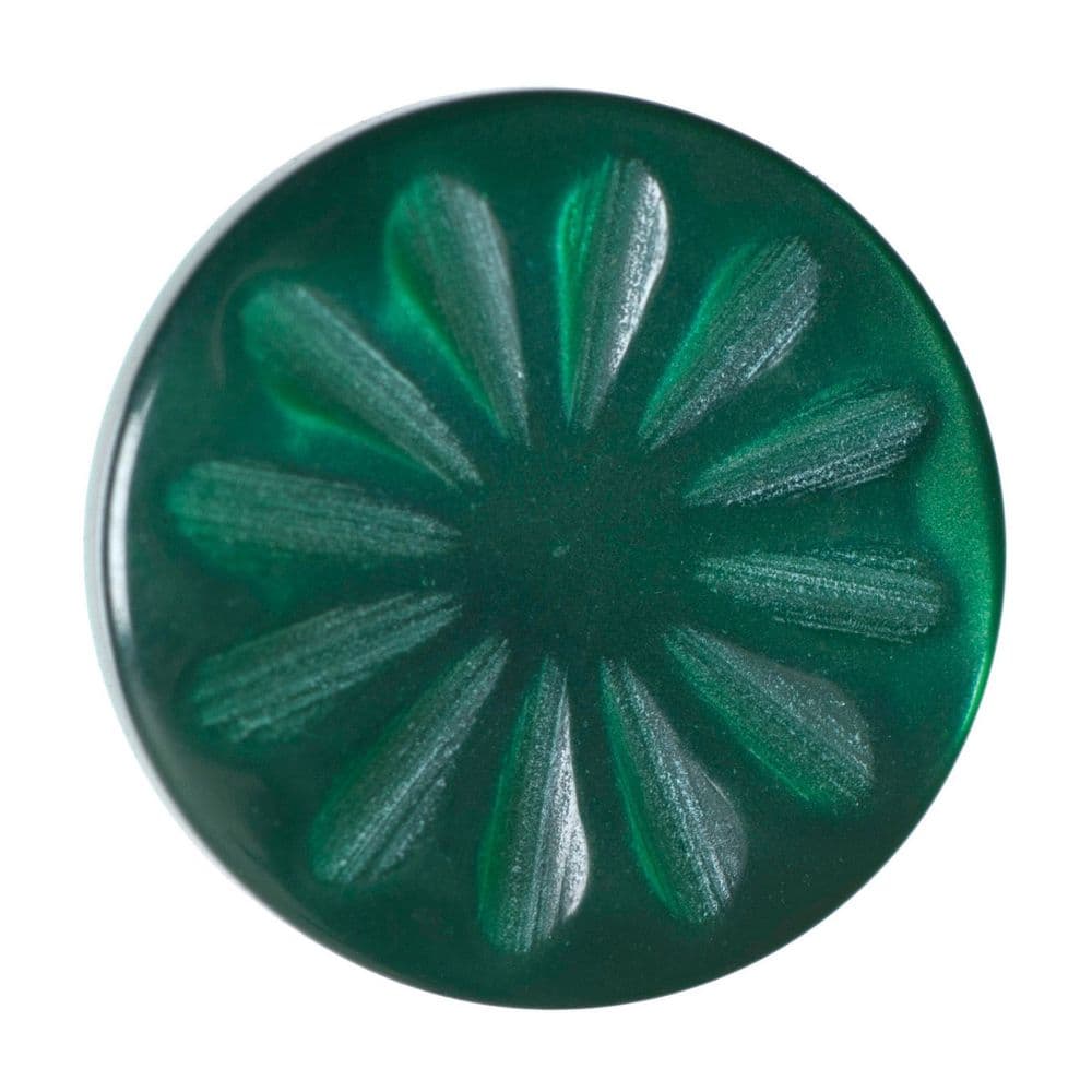 Hemline Round Petal Effect Pearlescent Emerald Buttons