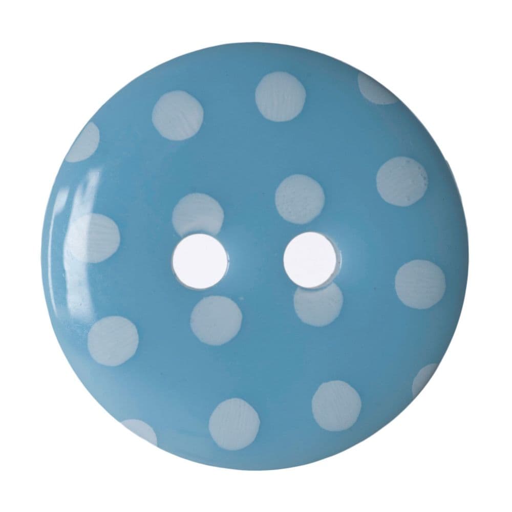 Hemline Round Sky Blue with White Spots Buttons