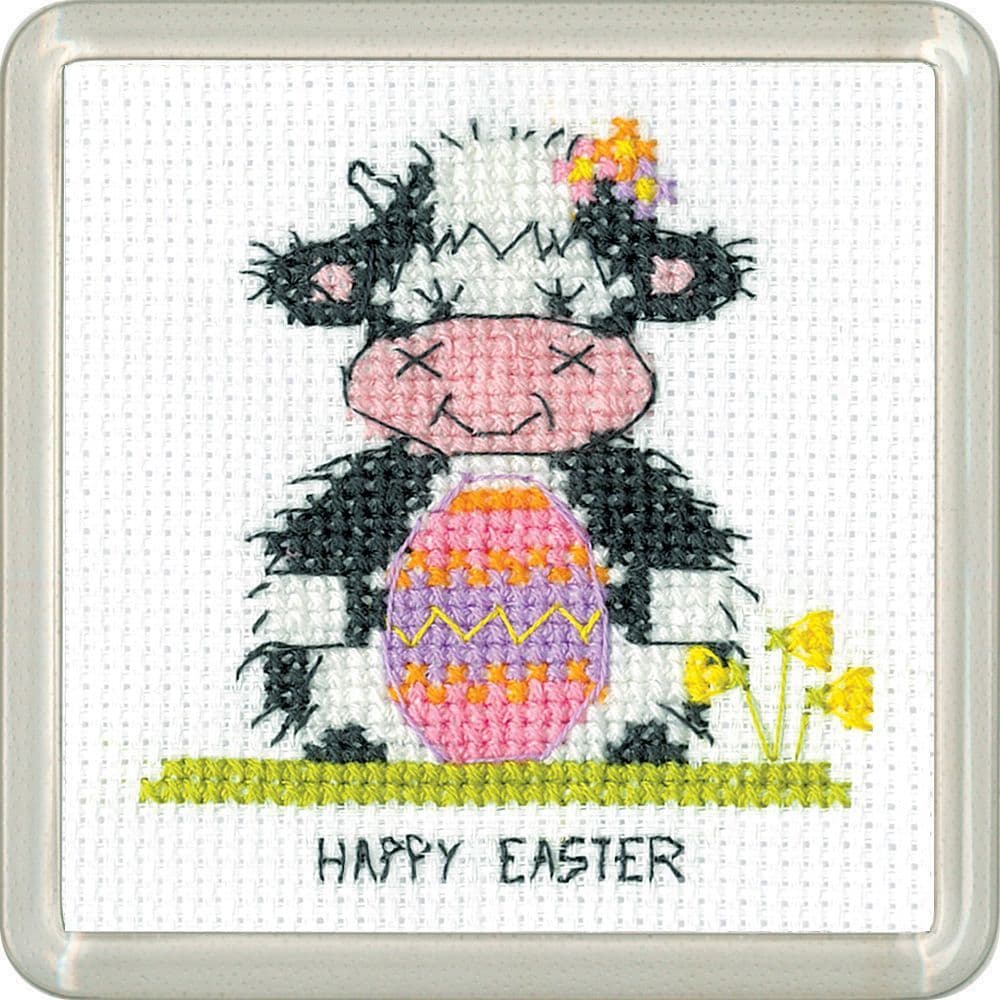 Highland Milkshake Easter Coaster Kit cross stitch kit