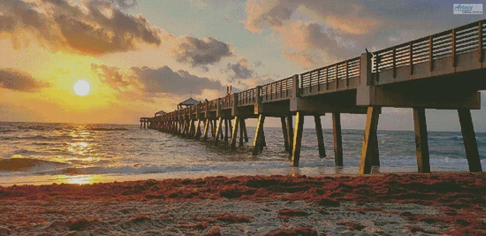 Juno Beach Pier Large by Artecy printed cross stitch chart