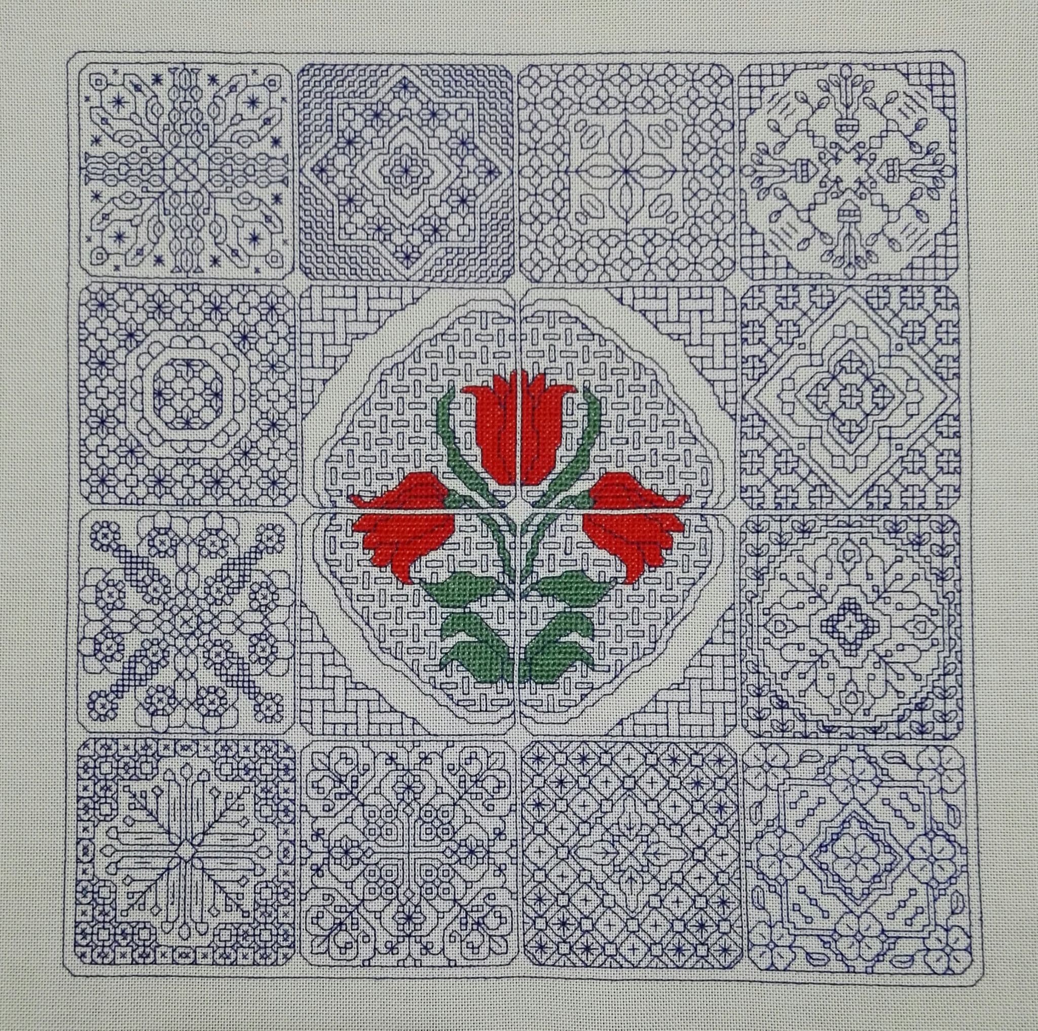 Lakeside Needlecraft Dutch Tile Blackwork Design printed cross stitch ...