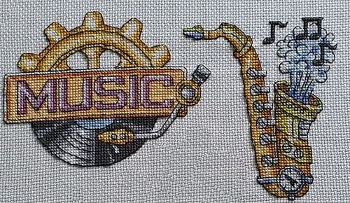 Lakeside Needlecraft Steampunk Musical Instruments printed cross stitch ...