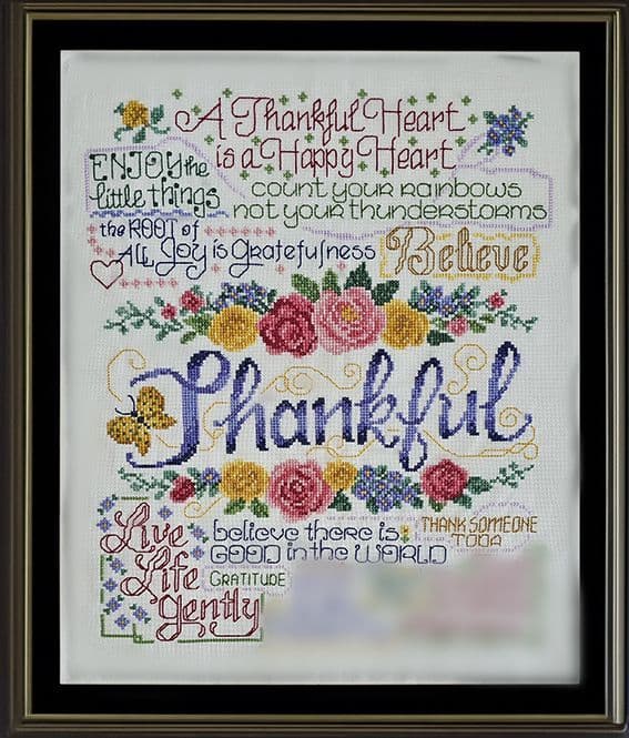 Lakeside Needlecraft Thankful design PDF cross stitch chart & kit options